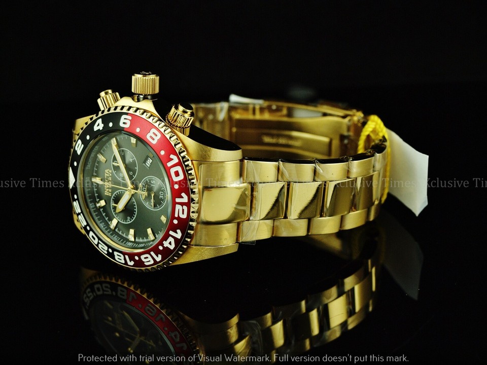 Invicta Reserve 44mm Grand Pro Diver Swiss ETA G15.211 Chrono Gold Tone ...