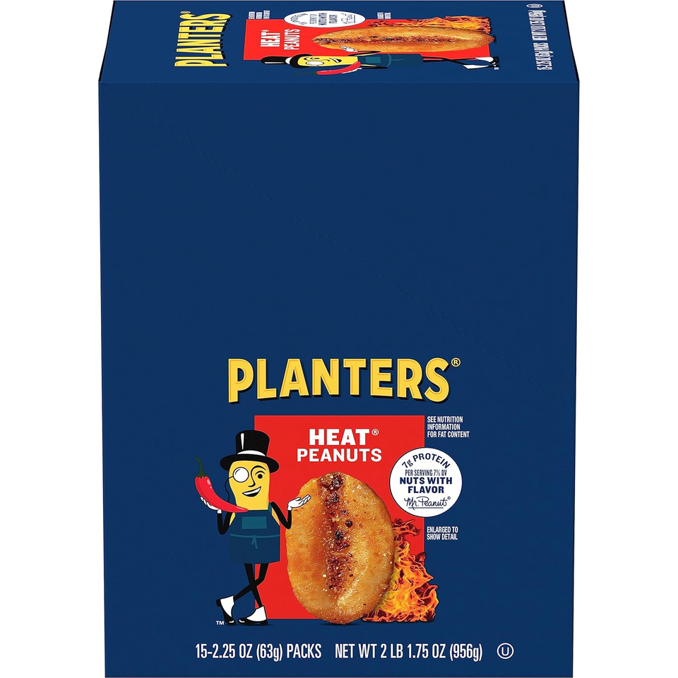 Planters Heat Spicy Peanuts, Hot Snack Nuts, Bold Flavor, 2.25 oz Bags ...