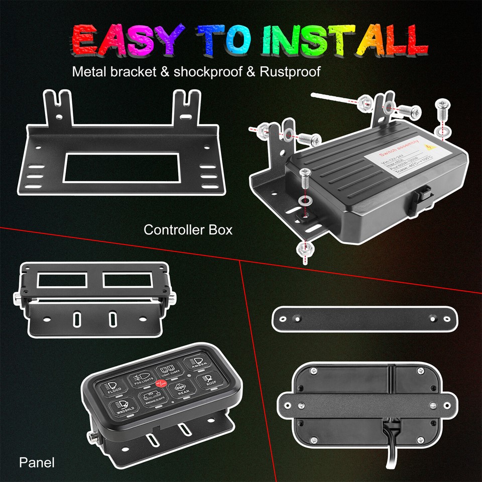 Bluetooth Wireless RGB Switch Panel 8 Gang Circuit Control Box For LED ...