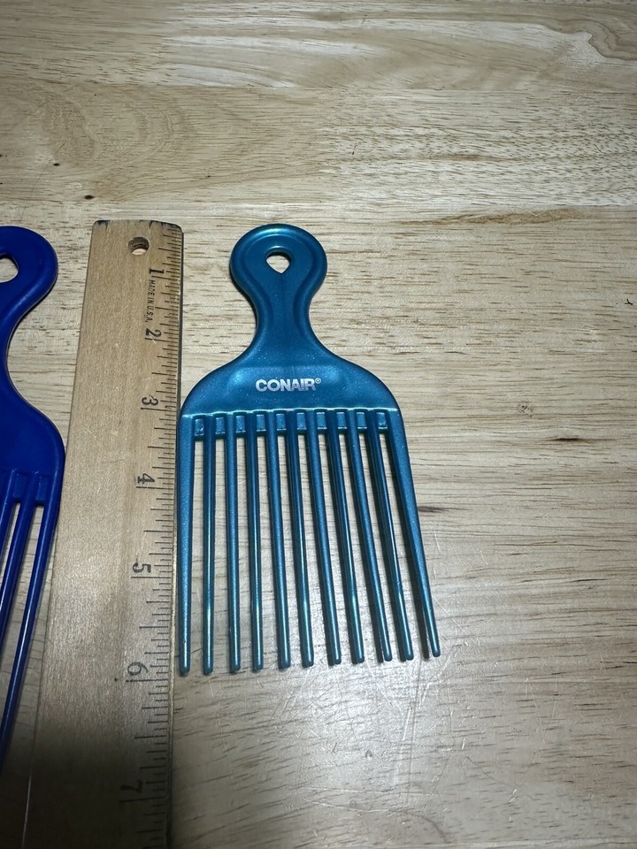 2 Vintage Conair 80-90s Blue & Teal Glitter Comb Texture Plastic Lift ...