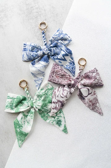 Initial Letter Alphabet Skinny Scarf Bow Keyring Keychain Handbag Purse ...