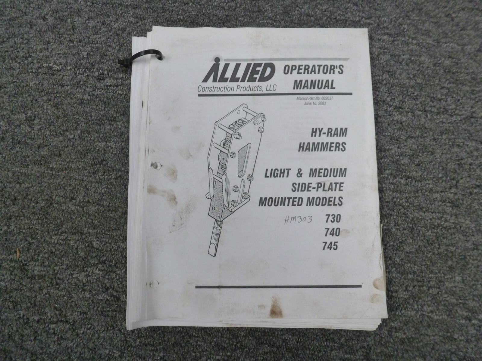 Allied 730 740 745 Side Plate Mounted Hy-Ram Hammer Owner Operator ...