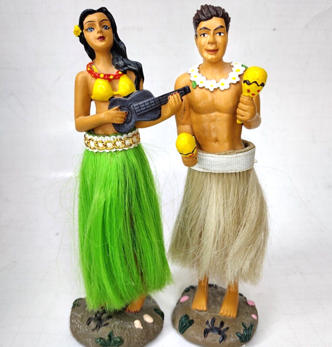Hawaiian Hula Girl and Boy w Uke Car Dashboard Dancing Figures w ...