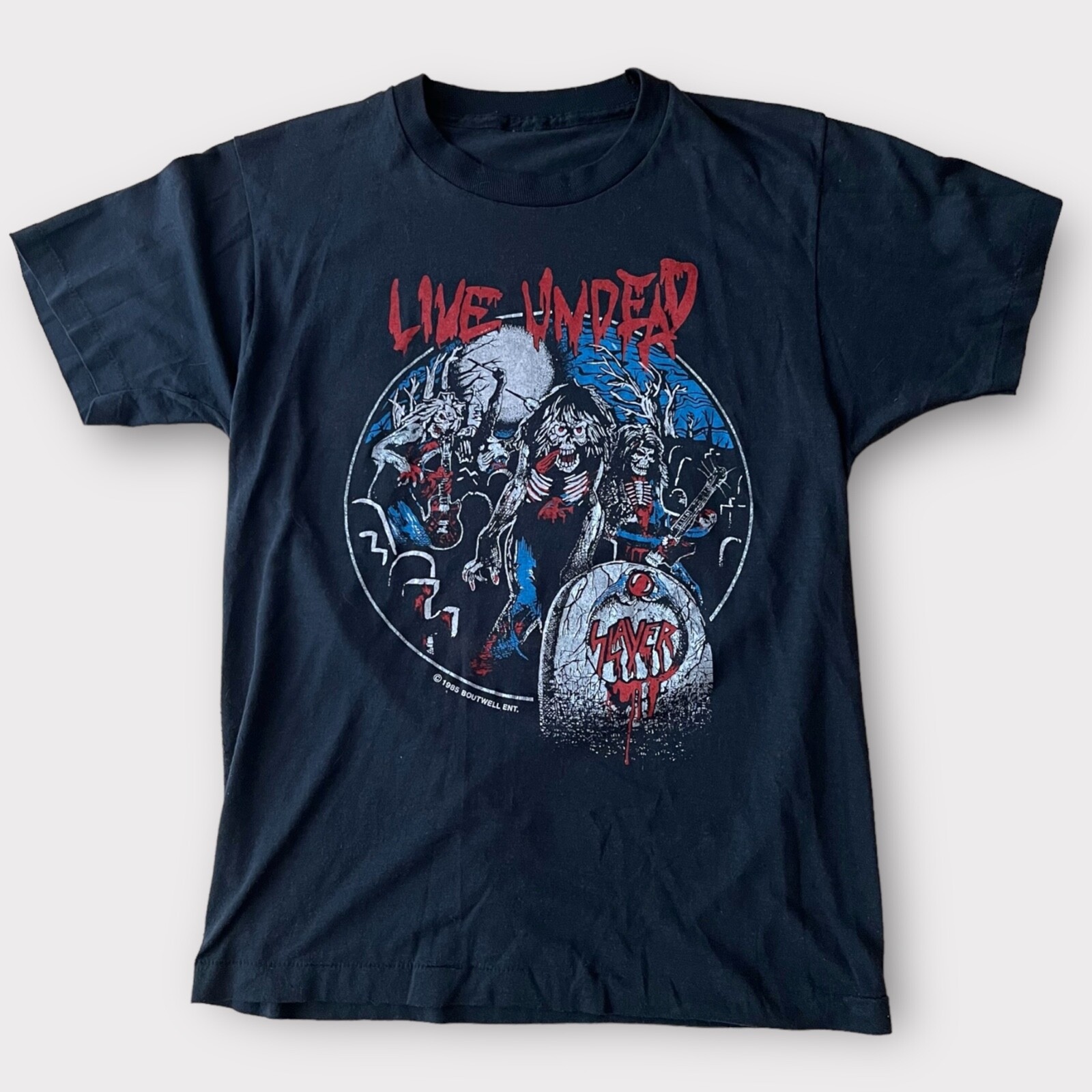 1985 Slayer "Live Undead" Vintage Tour Band Rock Tee … - Gem