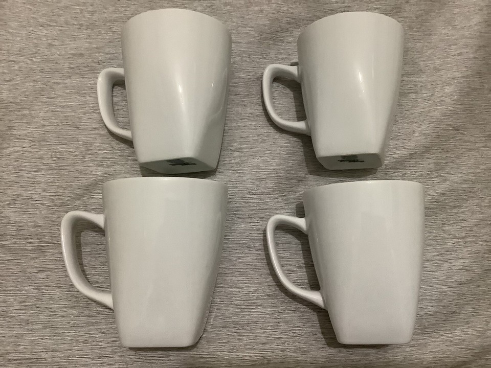 BETTER HOMES and GARDENS White Square Bottom 12oz Coffee Tea Mugs - Set ...