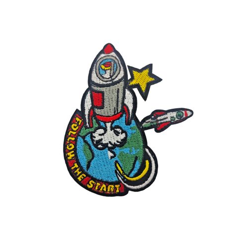 Follow The Star Rocket Earth Heat Adhesive Clothes Iron Space Patch ...