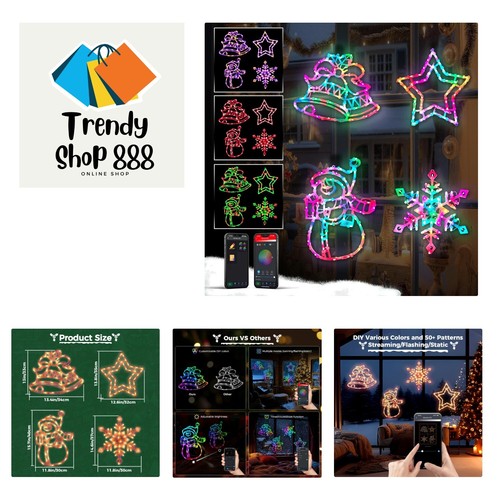 4 Pack Smart Christmas Window Lights, Christmas Window Silhouette ...