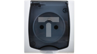 MADERA Single hermetic socket with / u IP44 transparent flap white GNH ...