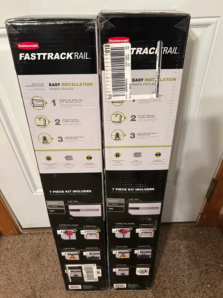 2 Brand New in Box Rubbermaid Fasttrack 7-Piece, Rail Track System Kit ...