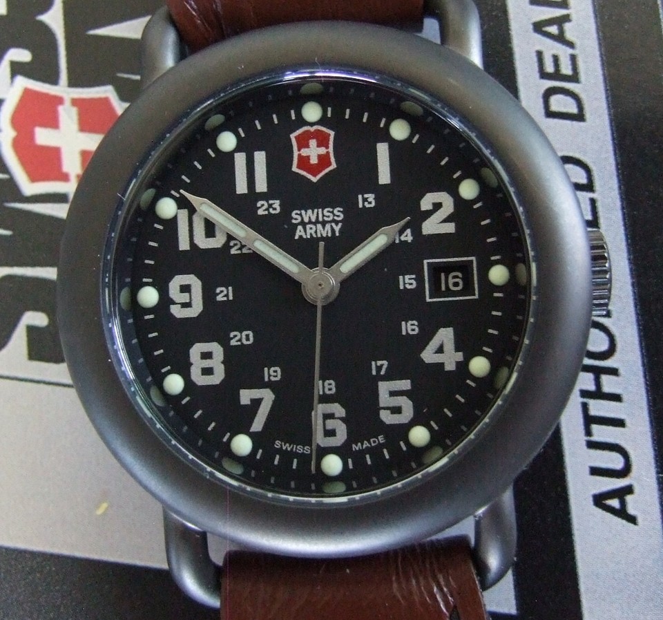 NOS SWISS ARMY Watch~Lady CAVALRY~GunMetal PVD Treatment~Black DL ...