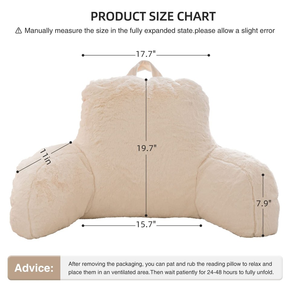 Reading Pillow Bed Rest Wedge Large Adult Backrest Pillow with Arms ...