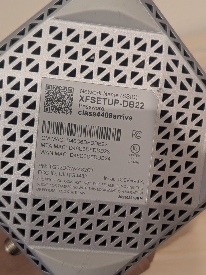 Xfinity XB7-CM WiFi Router Modem TG02DCW4482CT + Power Cord | eBay