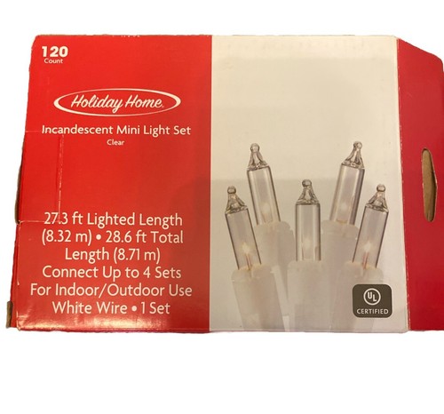 Holiday Home 120 Clear Mini Bulbs String Light Set Christmas~ White ...