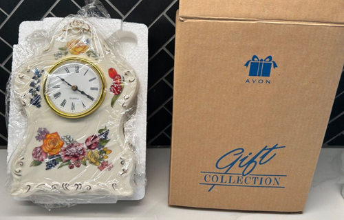 Avon Collection Romantic Flowers Porcelain Clock Time Keeper Mantel ...