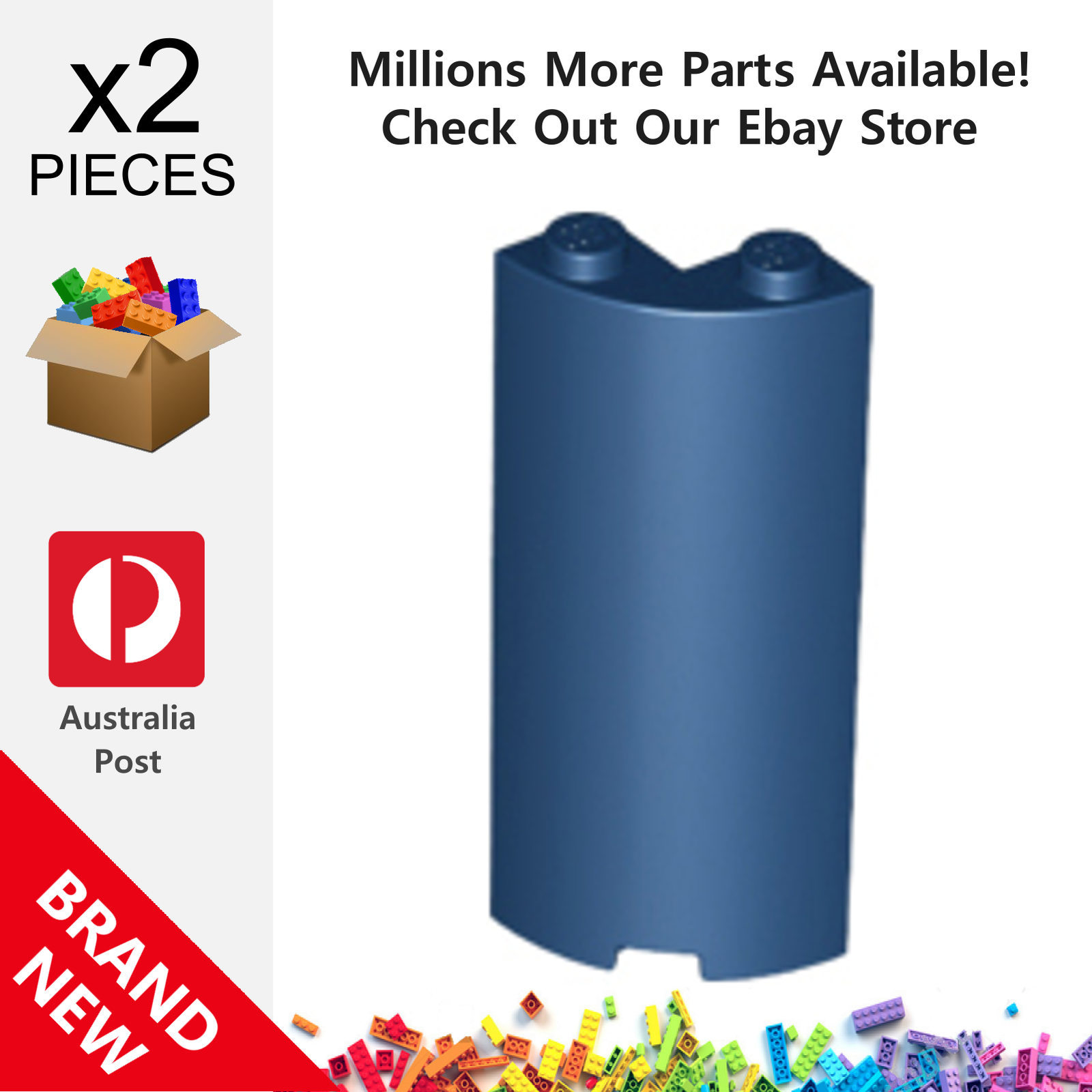 2x Genuine LEGO™ - Cylinder Quarter 2 x 2 x 5 with 1 x 1 Cutout - 30987 ...