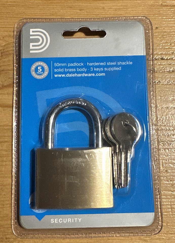 Brass Padlock, Hardened Steel Shackle- 3 Keys - 50mm - Solid Brass Body ...