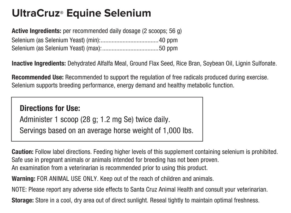 UltraCruz Equine Selenium Yeast Supplement for Horses, 10 lb, Pellet ...