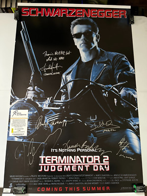 Terminator 2 Signed Movie Poster with COA / 6 Signatures - Arnold ...