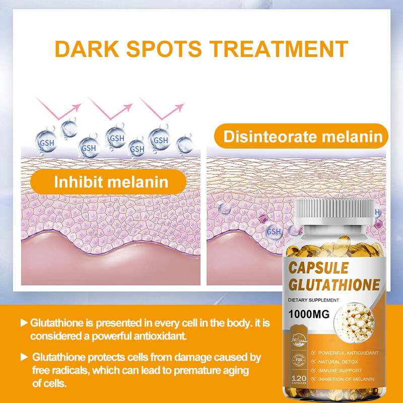 120 Pills Whitening Capsules 1000MG Natural Anti-Aging Skin Whitening ...