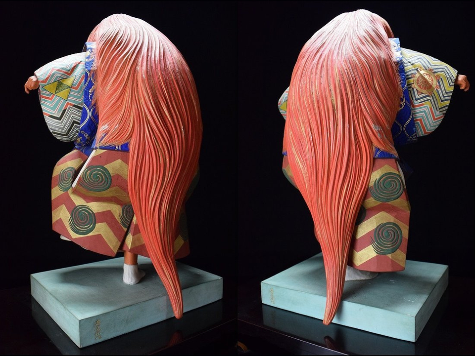 Japanese Vintage Noh Play Shakkyo Wooden Colored Statue | eBay