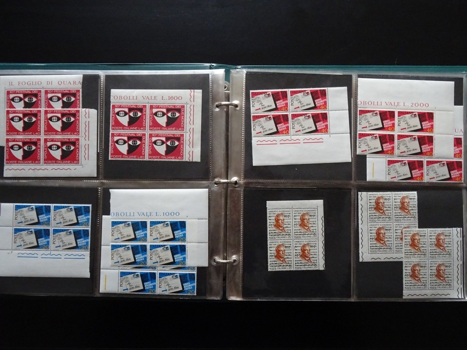 ITALIA GRANDE LOTTO DI FRANCOBOLLI NUOVI MNH** IN QUARTINE ANNI 60/70 ...