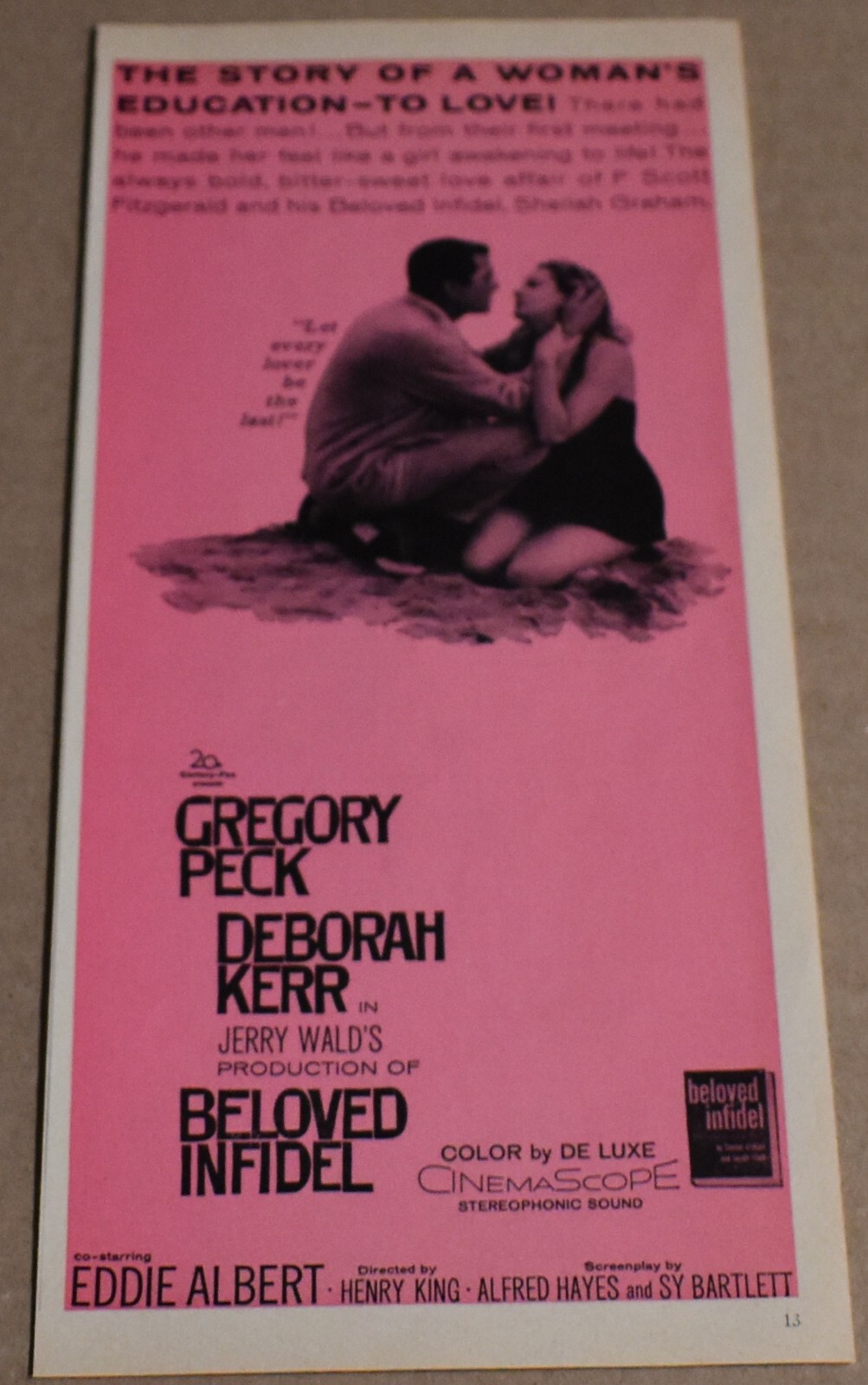 1959 Print Ad Beloved Infidel Movie Gregory Peck Deborah Kerr Jerry ...