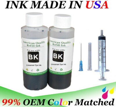 200ml Black bulk refill ink kit w syringe for ALL HP Universal inkjet ...