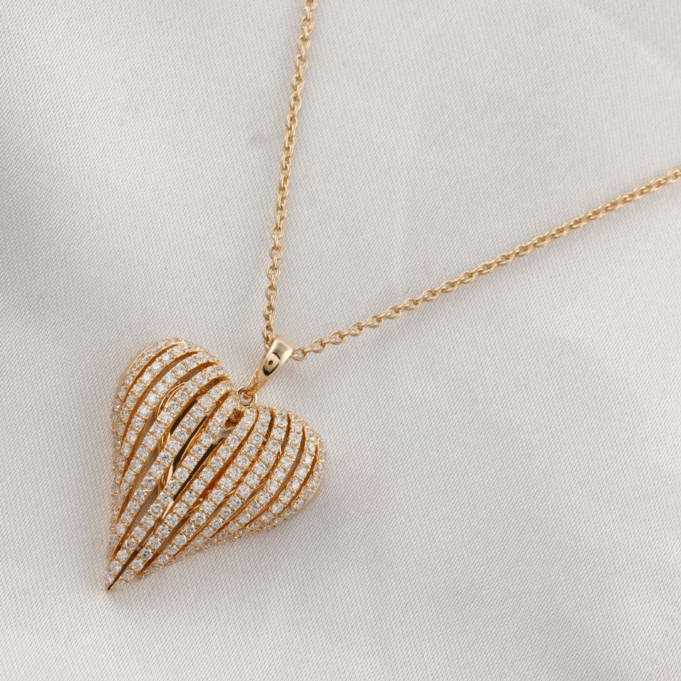 Angel Heart Pendant 14k Yellow Solid Gold Lab Grown CVD Diamond ...