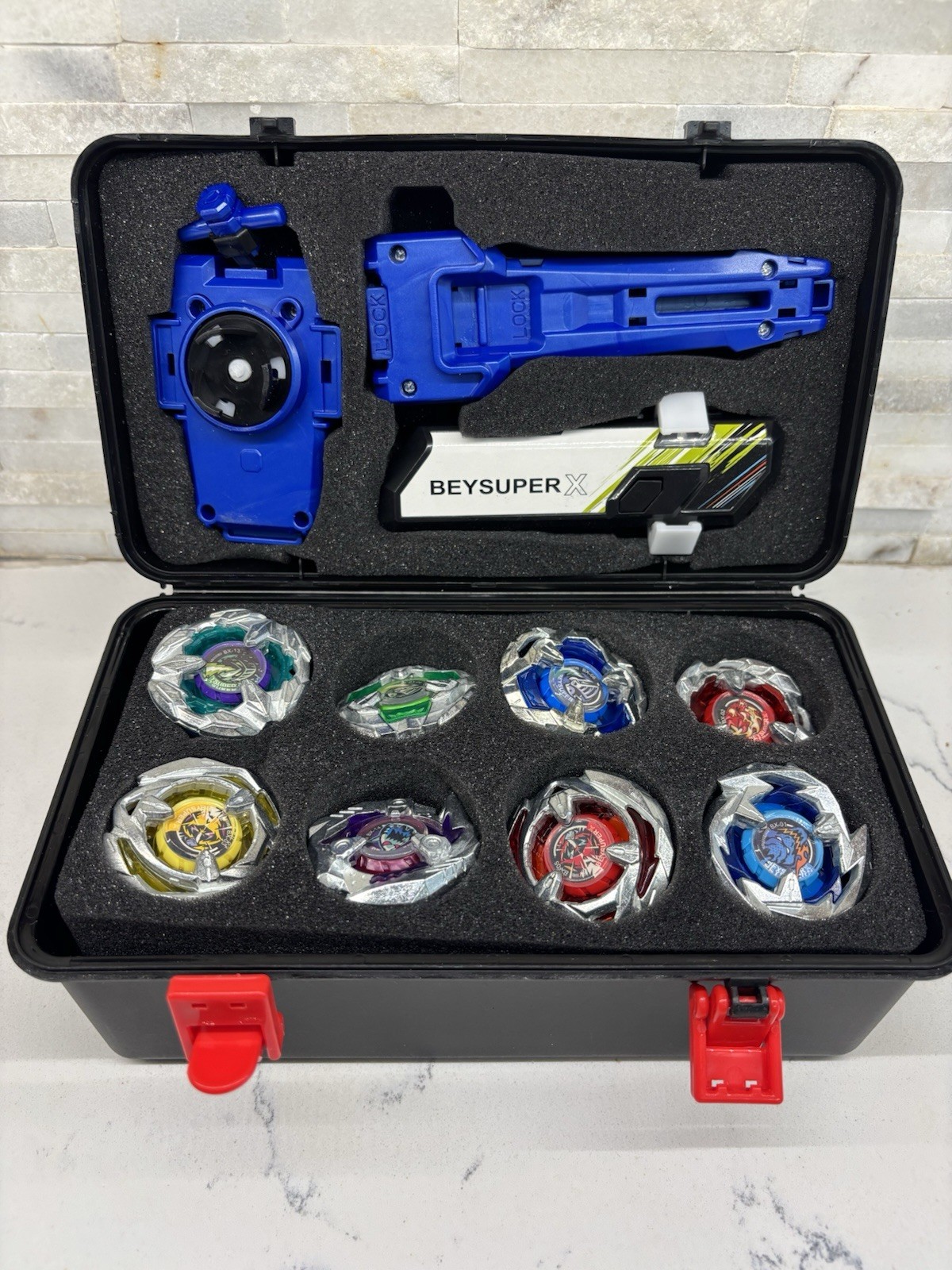 Beyblade Burst BeySuper X Battle Set Lot Case Launchers Tops ...