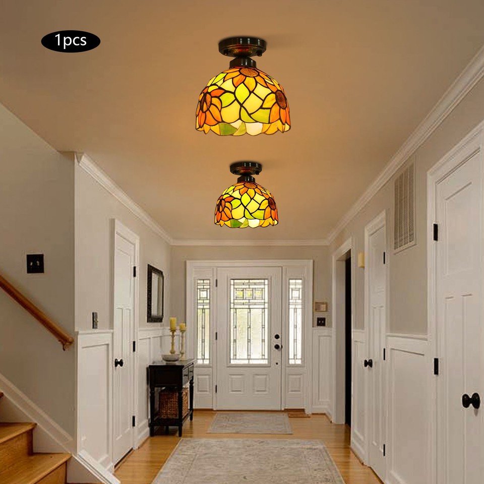 20cm Vintage Glass Ceiling Light, Ceiling Lamp, Flush Mount Ceiling ...