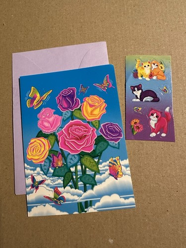 Lisa Frank Stickers Cats Kitten Roses Flowers Butterflies Note Card | eBay