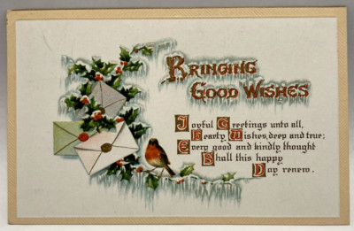 Bringing Good Wishes, Joyful Greetings, Holly, Letters, Vintage ...