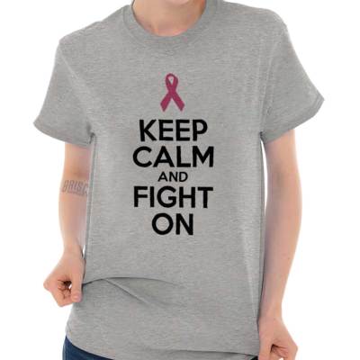 Keep Calm Fight On Breast Cancer Awareness Womens Graphic Crewneck T ...