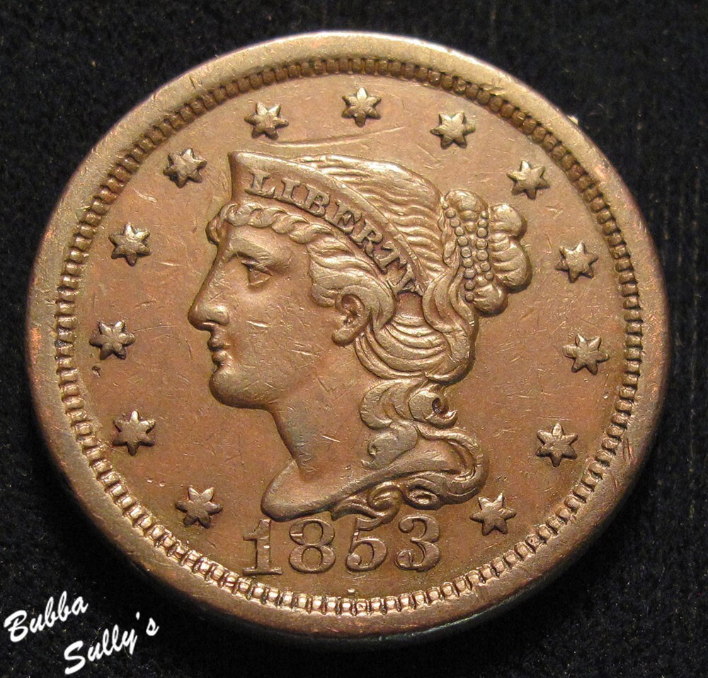 1853 Braided Hair Large Cent N-19 R1 RPD VERY FINE | eBay
