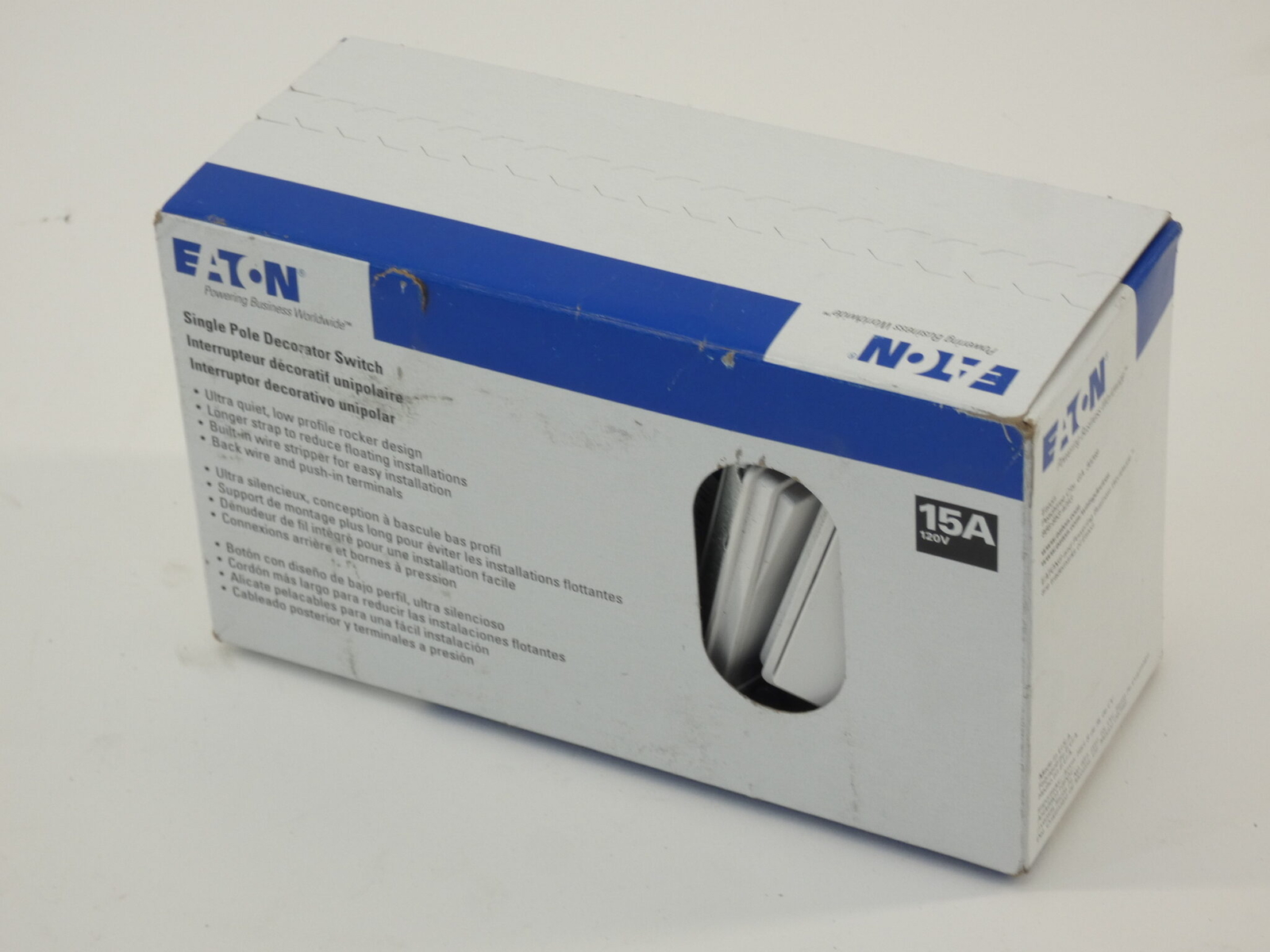 *Lot of 10* Eaton 7501W Single Pole White Decorator Switch, 15A, 120V ...