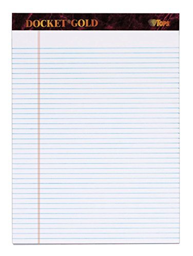 Docket Gold Writing Tablet, 8-1/2 x 11-3/4 Inches, Perforated, White ...