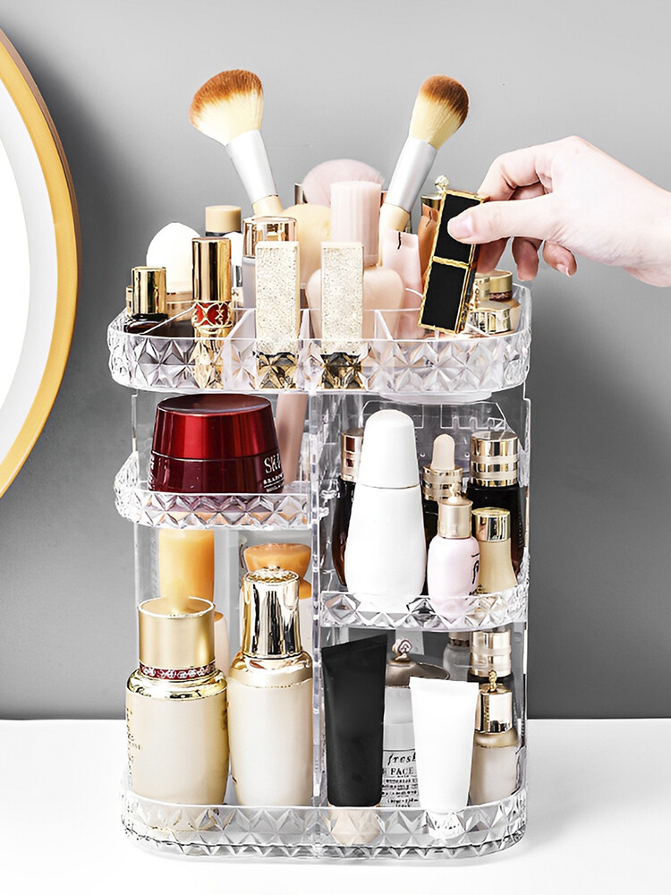 360° Rotating Makeup Organiser Storage Cosmetics Holder Display Stand ...
