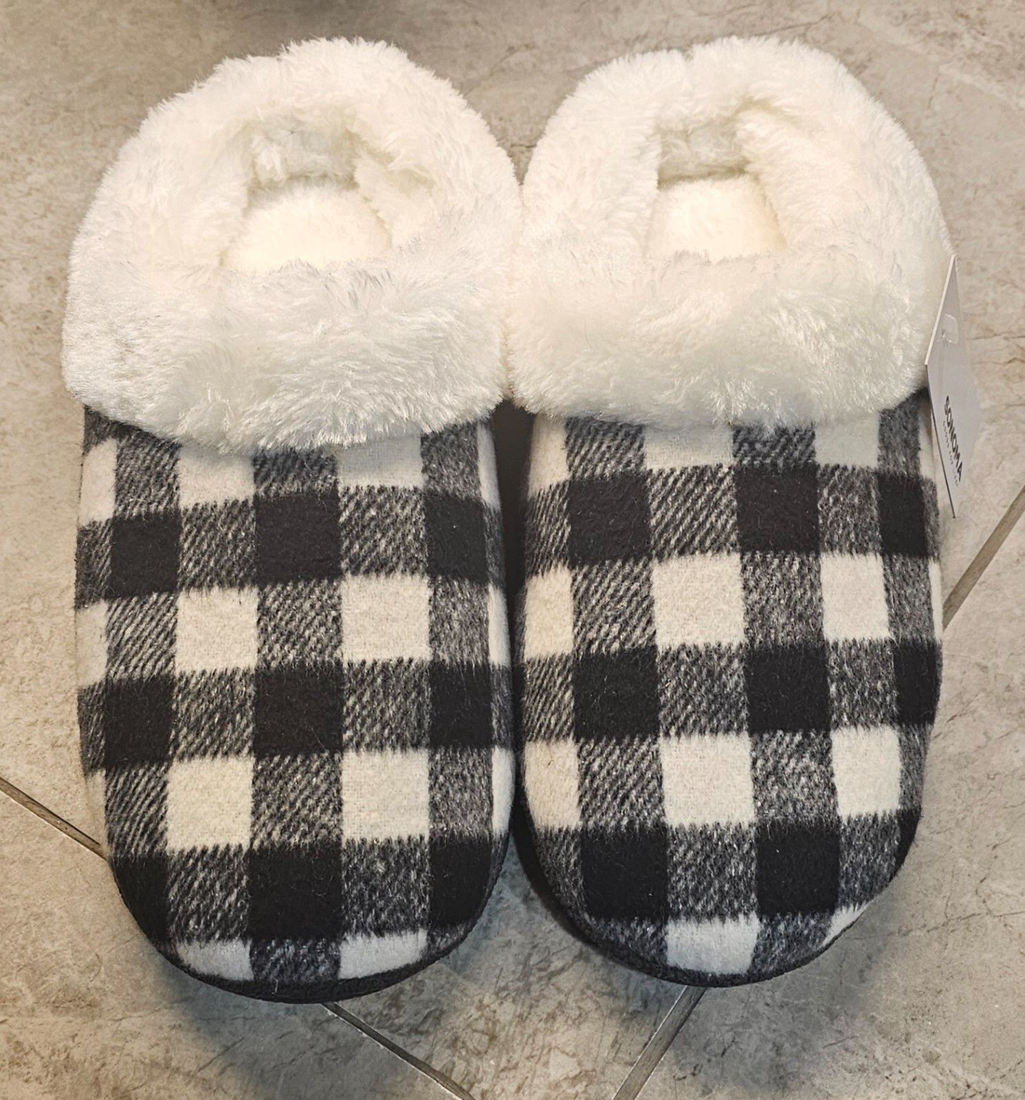Women's Sonoma Goods For Life Faux Fur Buffalo Plaid Clog Slippers XL ...