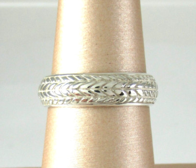 .925 Sterling Silver Band Ring Braided Rope Design Tire Track sz 6.25 ...
