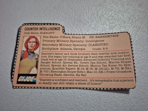 Vintage GI Joe Scarlett Counter Intelligence File Card Only | eBay