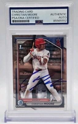 Christian Moore Signed 2024 1st Bowman Chrome Card PSA # BDC-13 LA ...