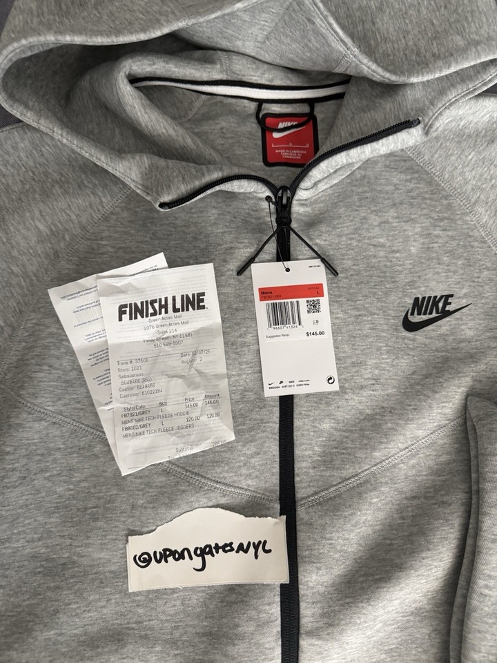 Nike Grey Tech Fleece Full Zip Hoodie/Joggers FB7921-063 & FB8002-063 ...