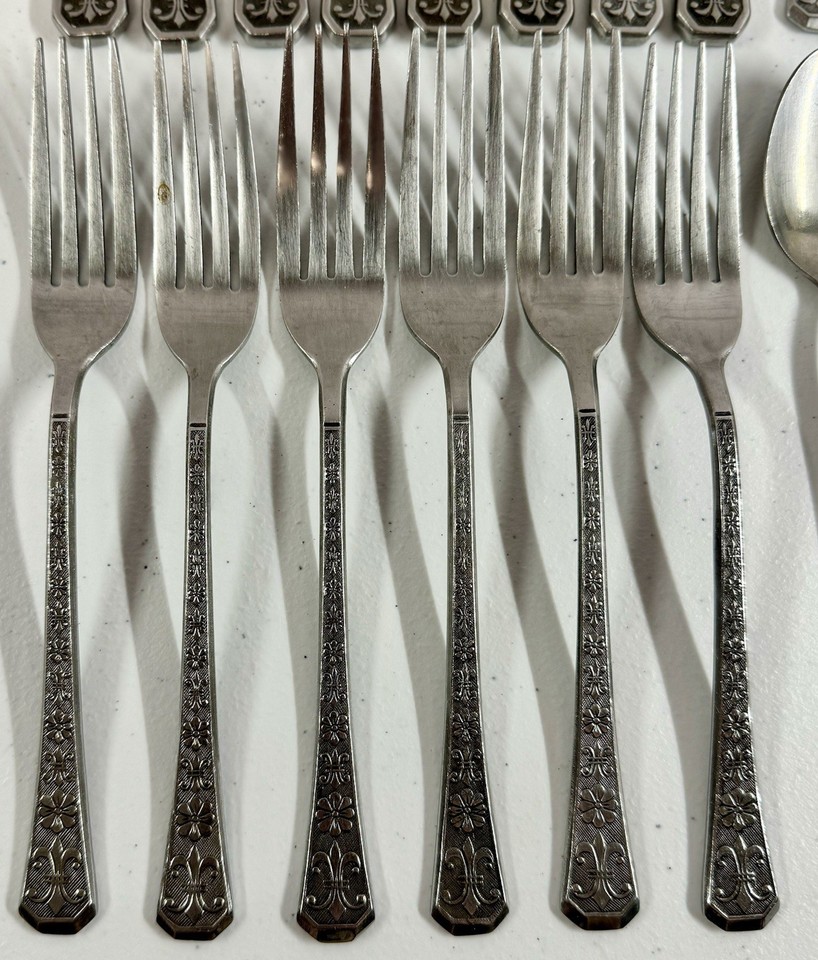 30 Pieces Interpur Florenz Flatware Set Stainless Steel Korea Floral ...