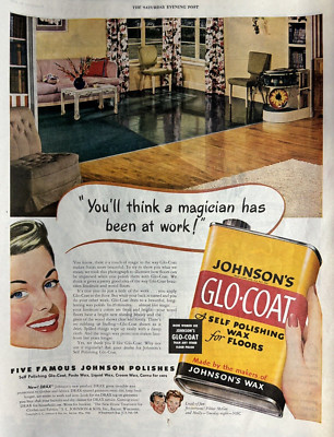 1946 Johnsons Glo Coat Self Polishing Floor Wax Liquid Cream Carnu VTG ...