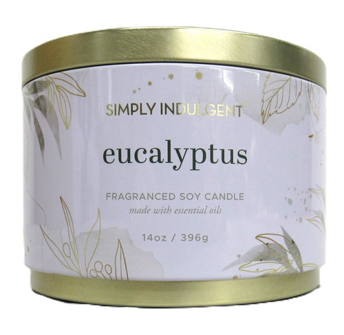 Simply Indulgent Candles Large 14oz Eucalyptus Scented 4 Wick Soy Wax ...