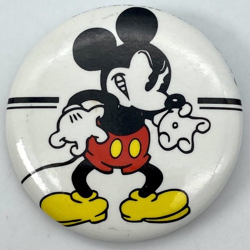 Vintage Angry Mickey Mouse Button Pin Clenching Fists Punch Cartoon ...