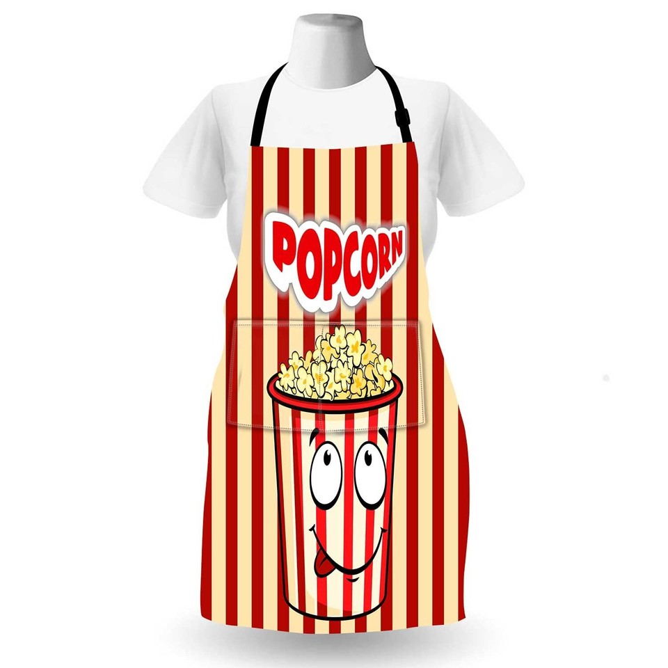 Hippie Fun Popcorn Apron Red and Yellow Cotton Apron 2 Pockets ...