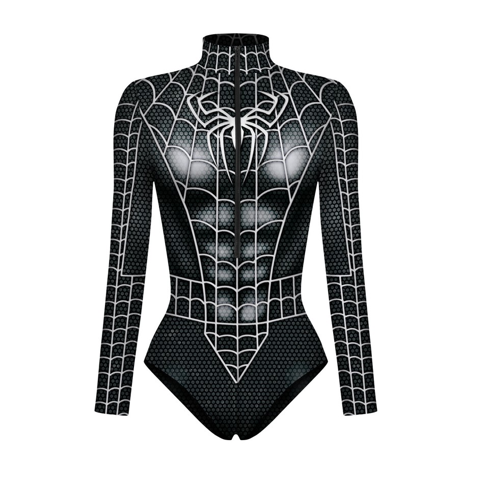Black Venom Spider-man One Piece Jumpsuit Cosplay 3D Swimsuit Costume ...