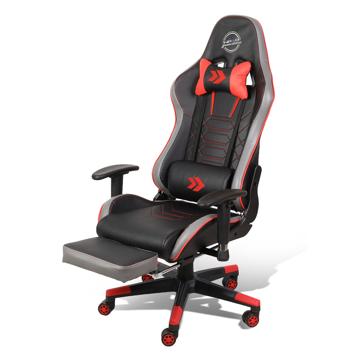 NRG RSC-G100RD RED RECLINABLE BACK&LEG RESTS RACING STYLE OFFICE GAMING ...