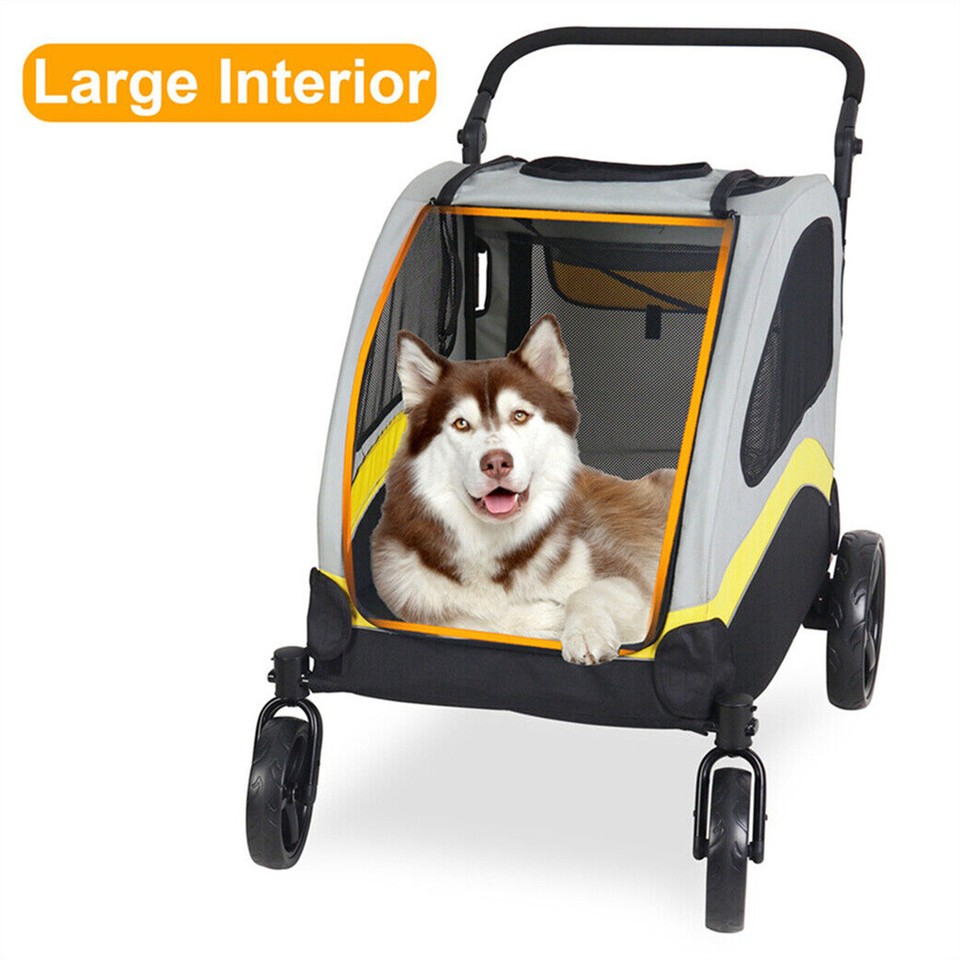 M/L/XL Large Dog Stroller Buggy Heavy Duty Pet Pram Doggy Pushchair ...